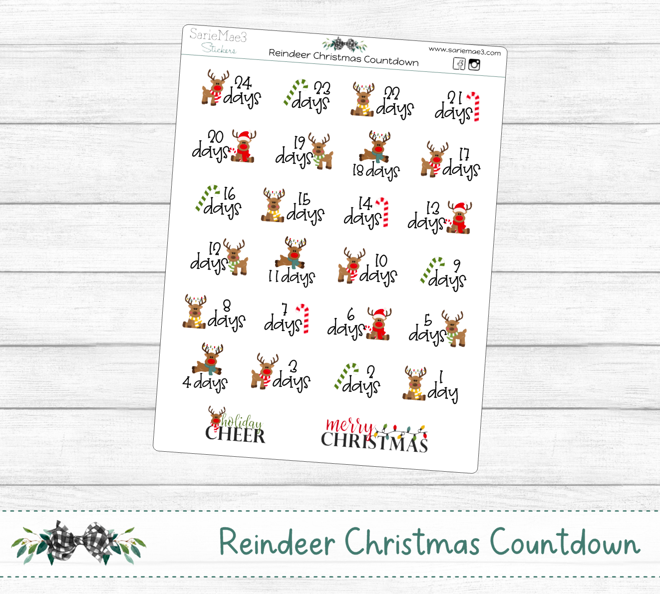 Reindeer Christmas Countdown / Advent – SarieMae3