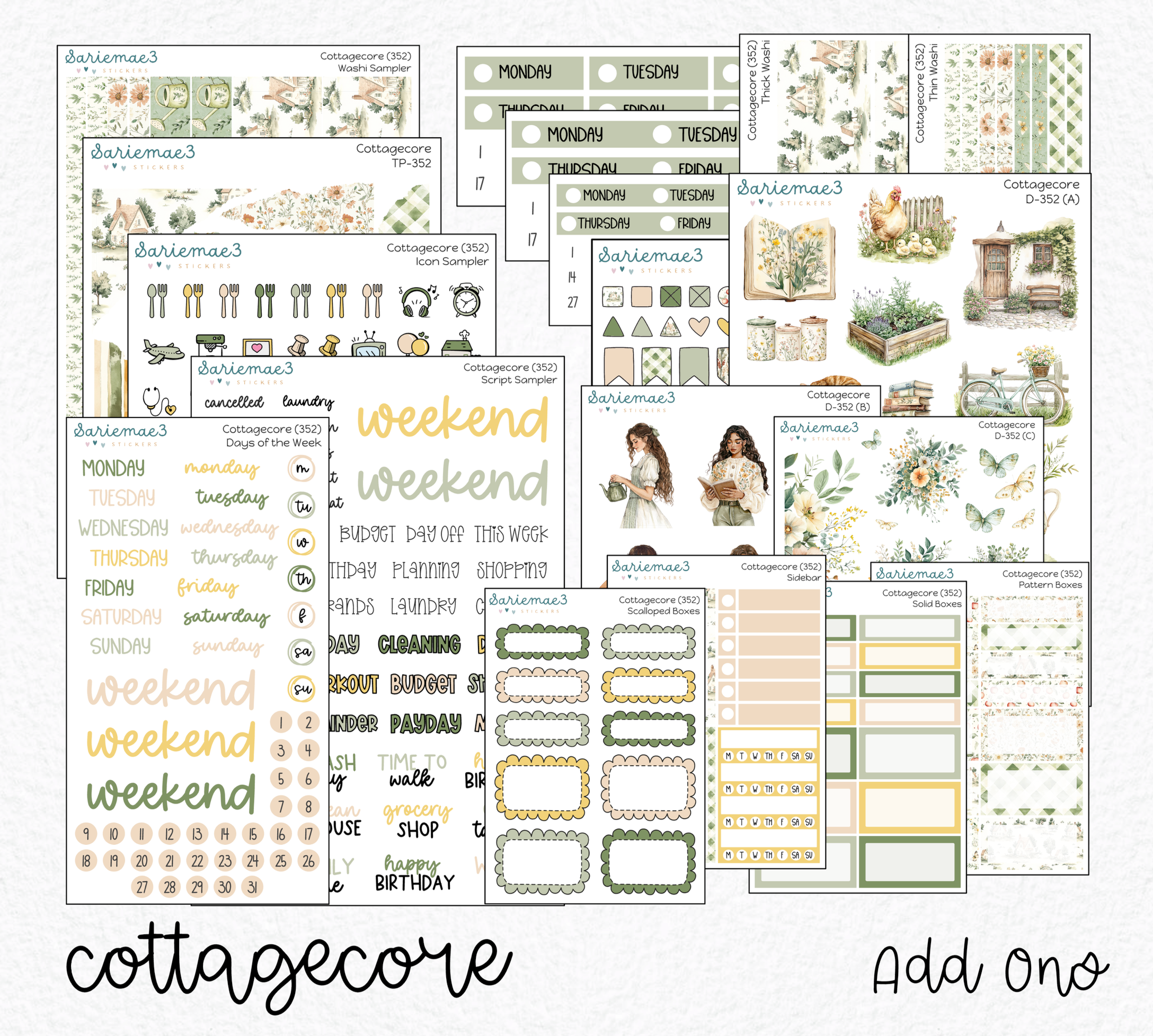 Weekly Kit Add Ons, Cottagecore, Kit 352 – SarieMae3